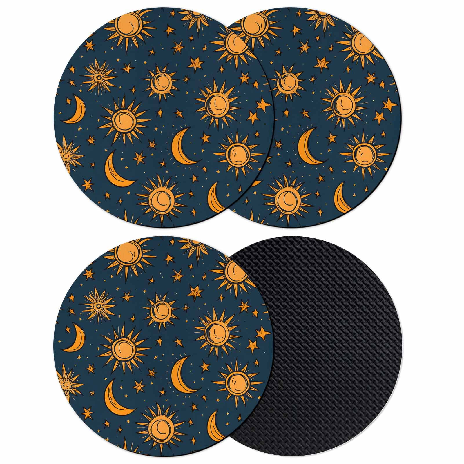 Boho Sun and Moon Coasters for Drinks,Absorbent Non Slip Rubber Drink ...