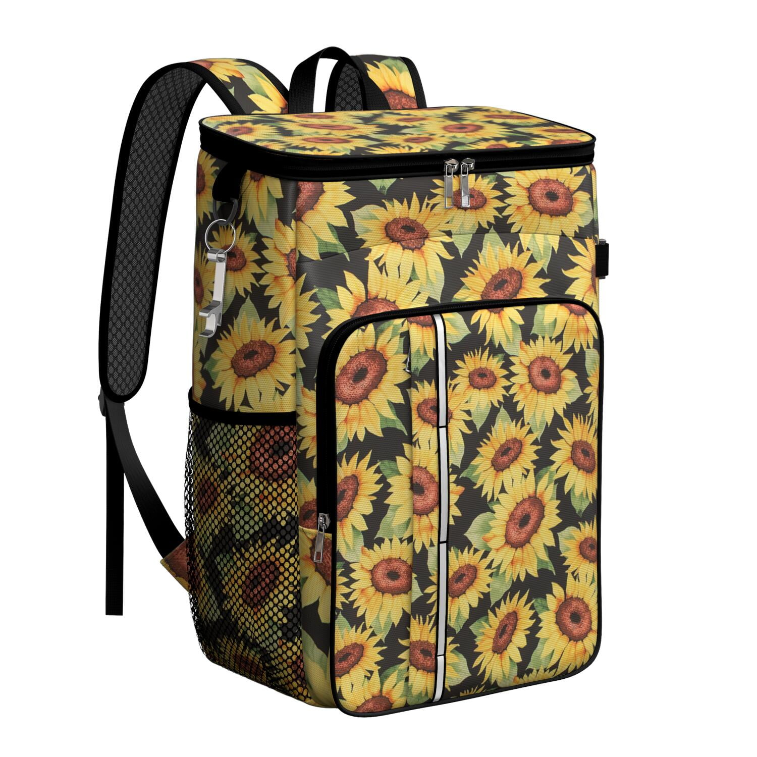 Boho Sunflower Backpack Cooler with Butterflies, Leakproof Waterproof ...