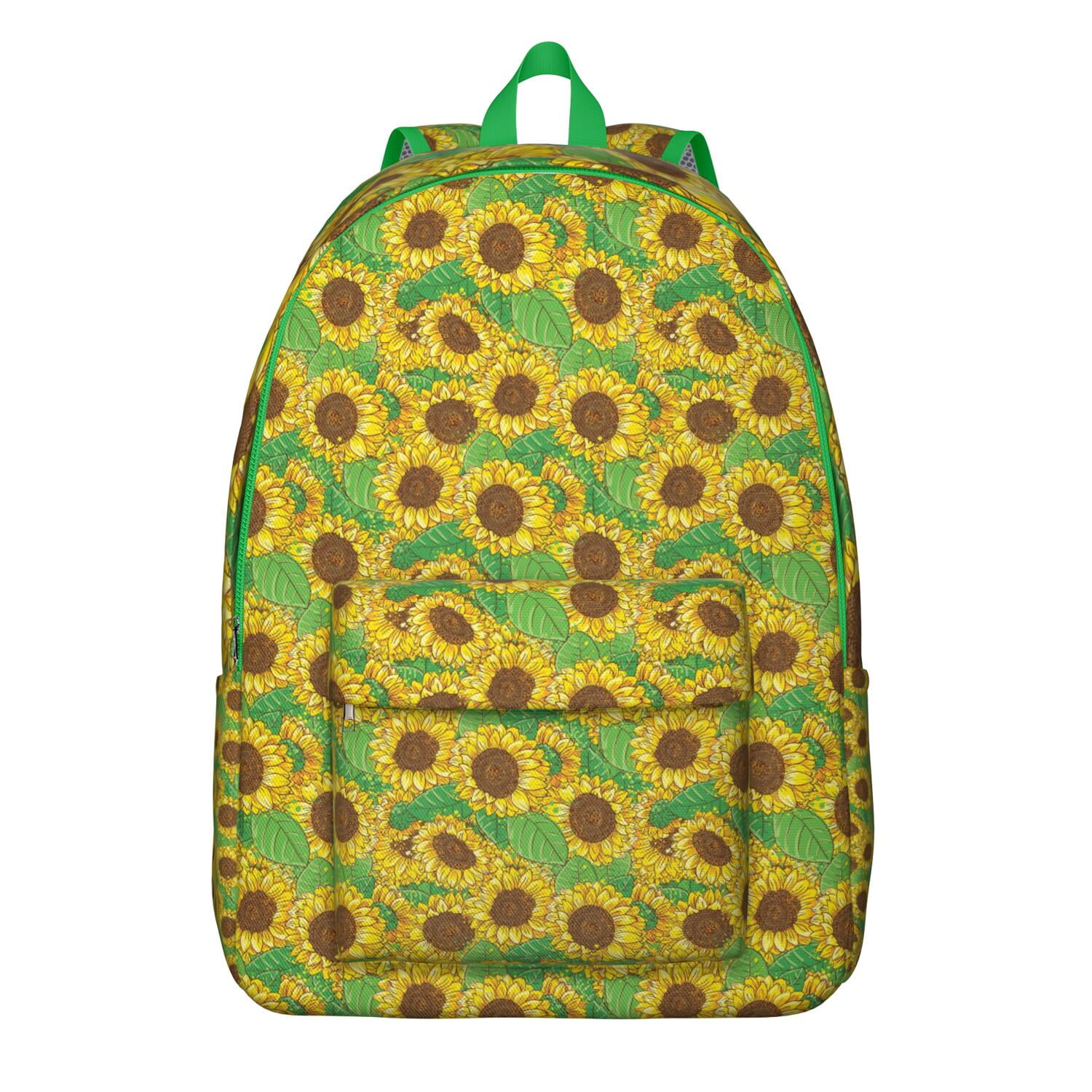 Boho Sunflower and Butterfly Backpack for Women, Vintage Floral Bee ...