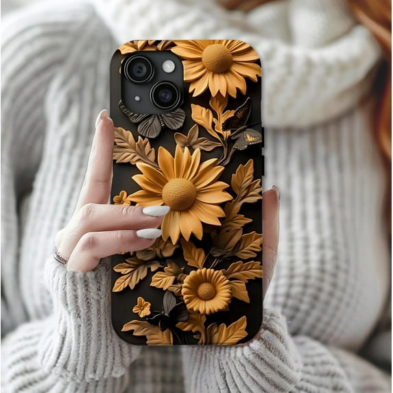 Boho Sunflower Foliage Floral Art Case for iPhone 17 16 15 14 13 12 11 ...