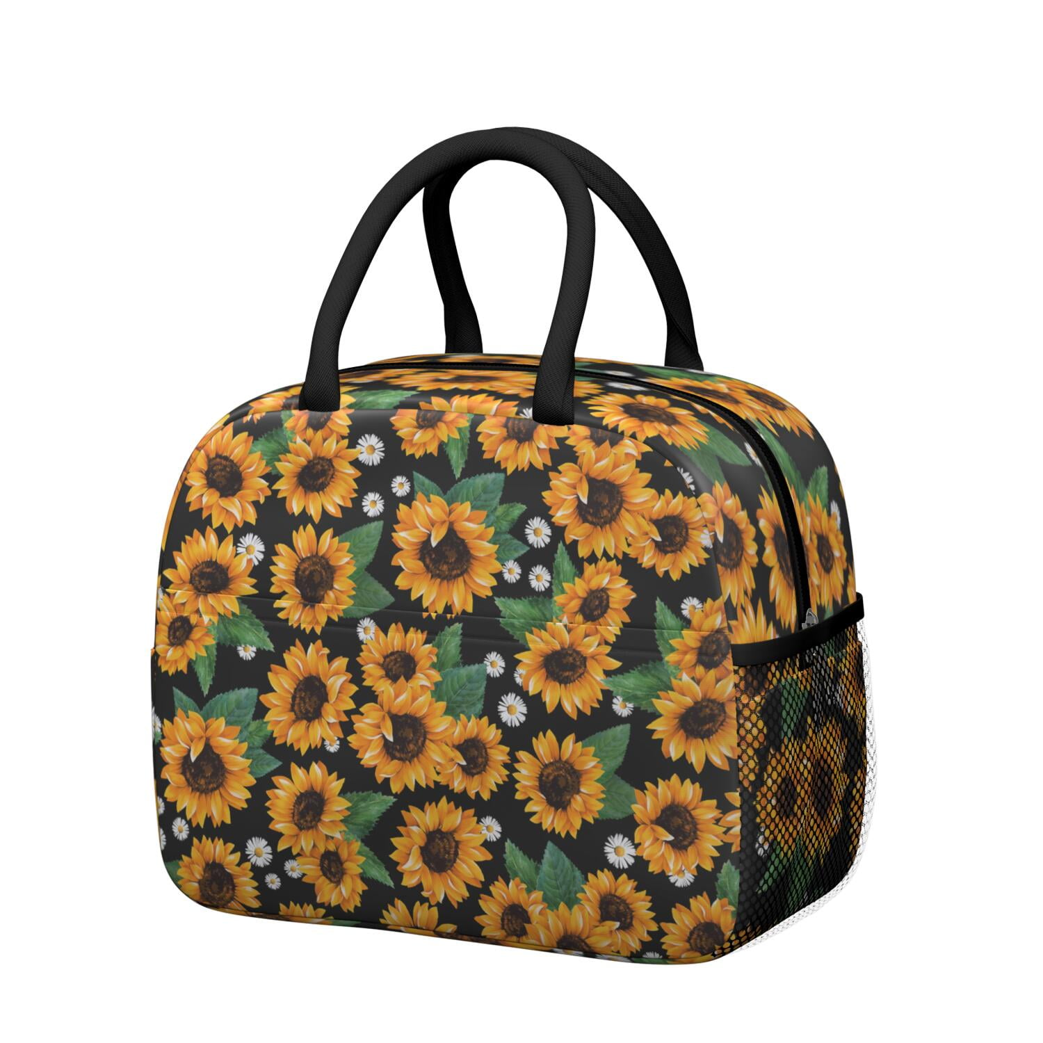 Boho Sunflower Lunch Tote – Vintage Floral Insulated Cooler Bag ...