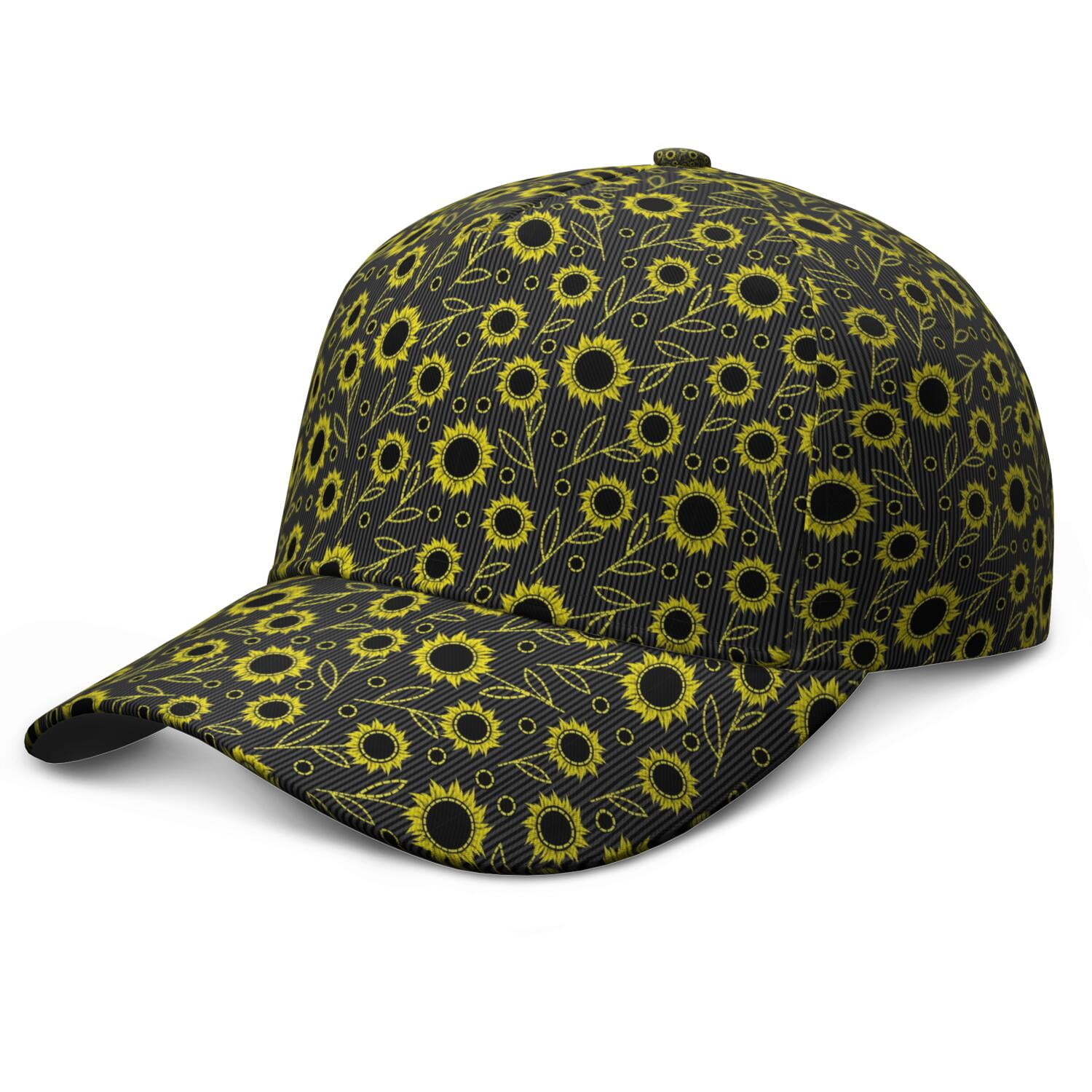 Boho Sunflower Print Baseball Cap – Adjustable Dad Hat with Artistic ...