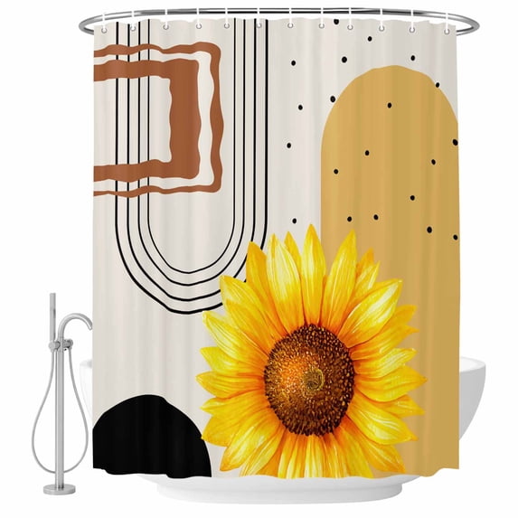 Boho Sunflower Shower Curtain Set - Standard 72" x 72" Washable Bathtub ...