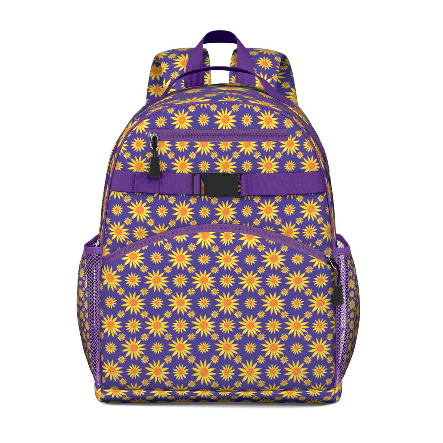 Boho Sunflower and Butterfly Backpack for Student Adjustable Padded ...