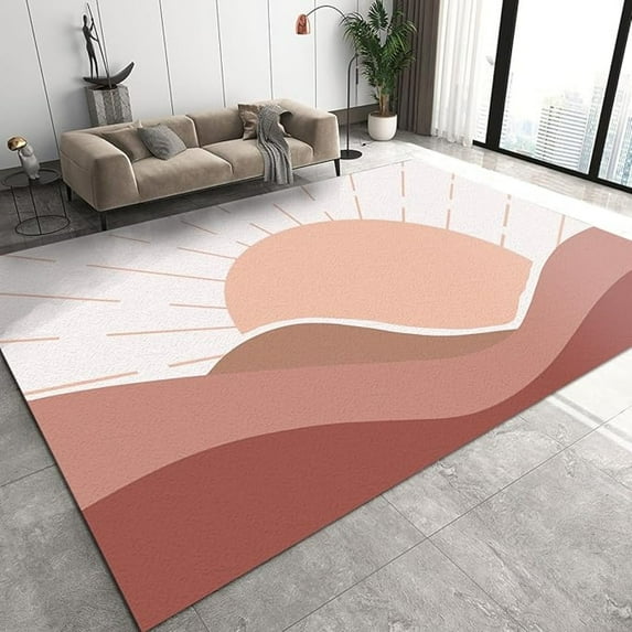 Boho Sunrise Area Rug, Abstract Mountains Non Slip Noise Reduction ...