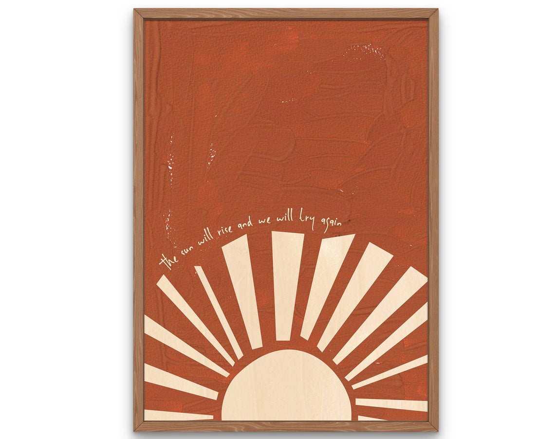 Boho Sunrise Print - Earthy Decor, Mid Century Modern, Abstract Sunrise ...