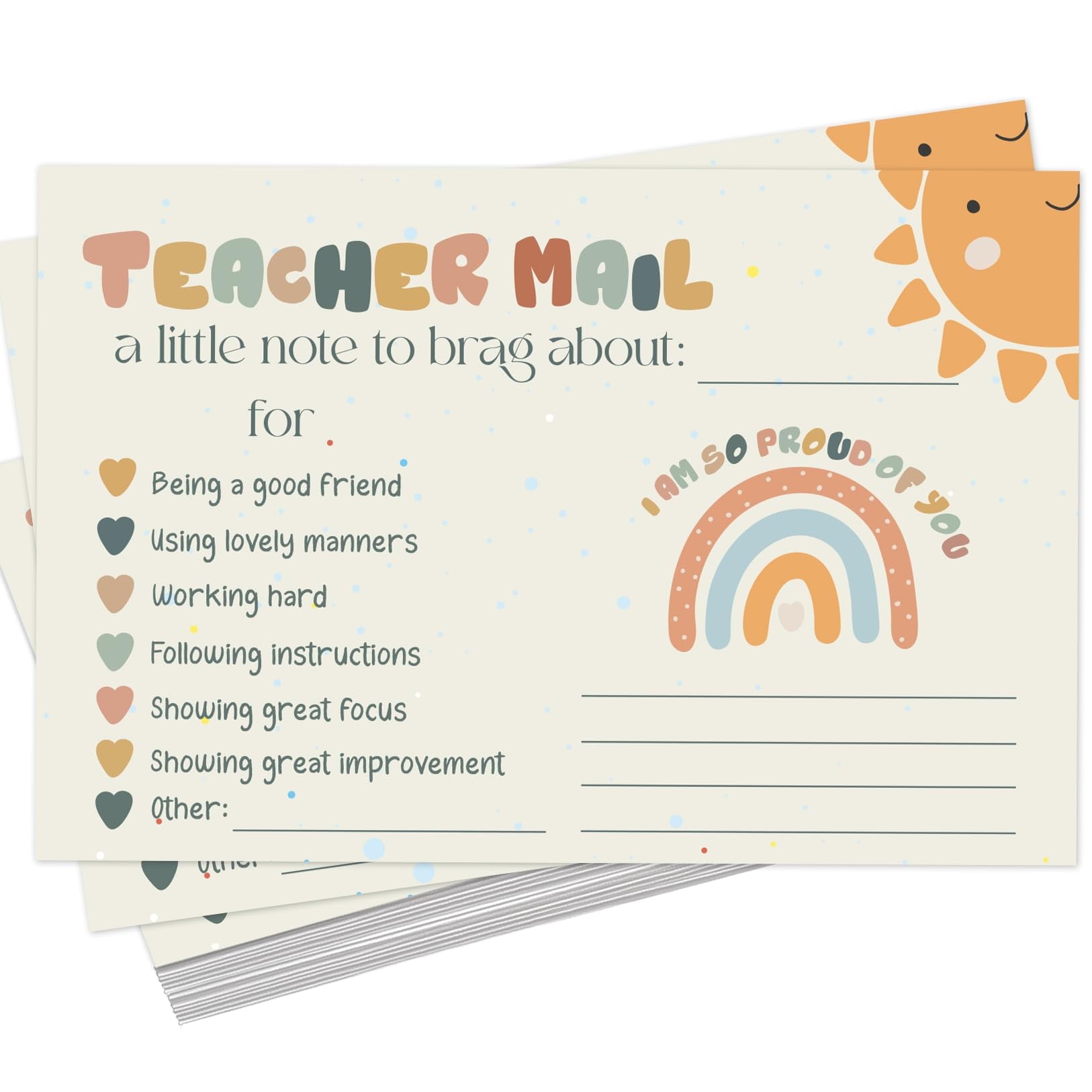Boho Sunshine Themed Teacher Postcards, Classroom Incentive Rewards for ...