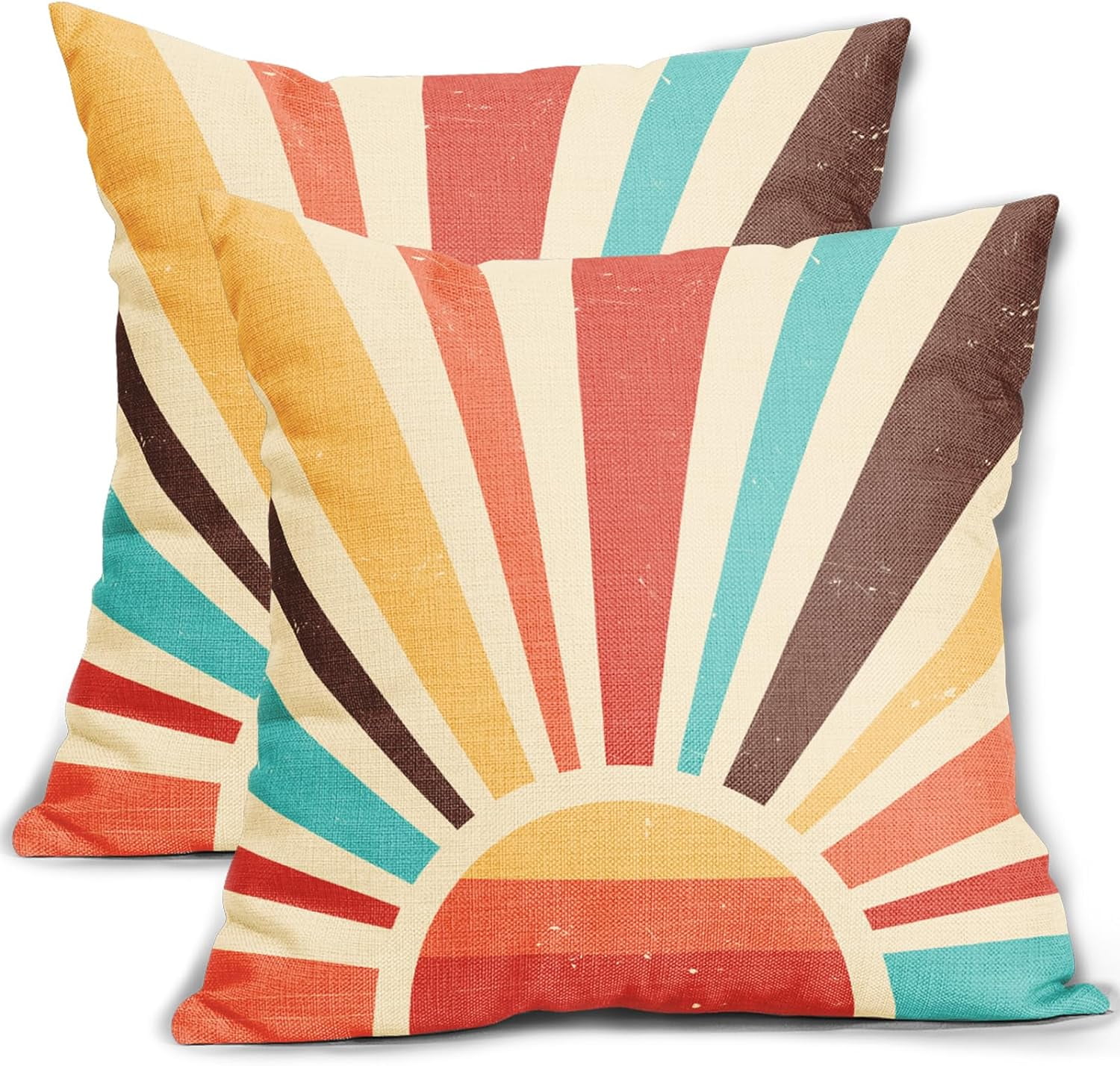 Boho Sunshine Pillow Covers 18x18 Set of 2 Modern Abstract Bohemian Sun ...