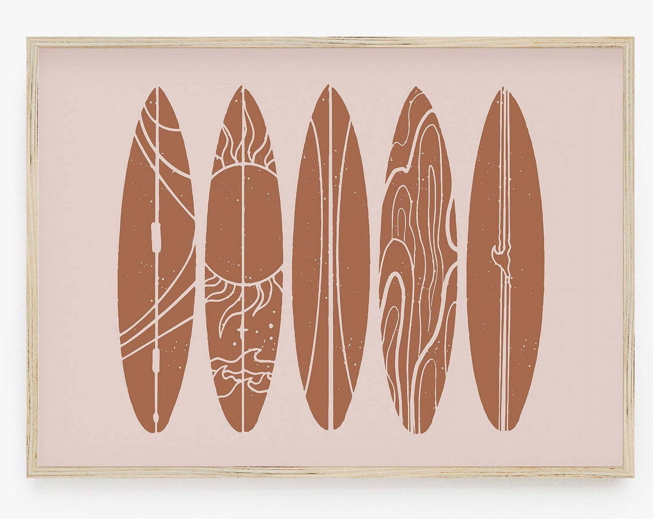 Boho Surf Art Print, Surfboard Poster, Beach Decor, Abstract Surfboard ...