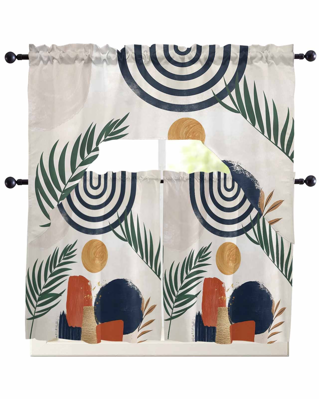 Boho Swag Kitchen Curtains Sets for Windows 24 Inch Length, Middle ...