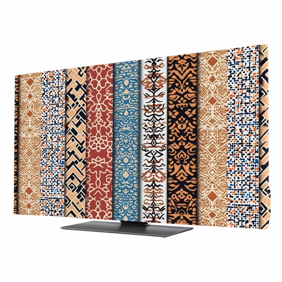 Boho TV Dust Cover 55 Inch, Retro Ethnic Vintage Floral Geometric ...