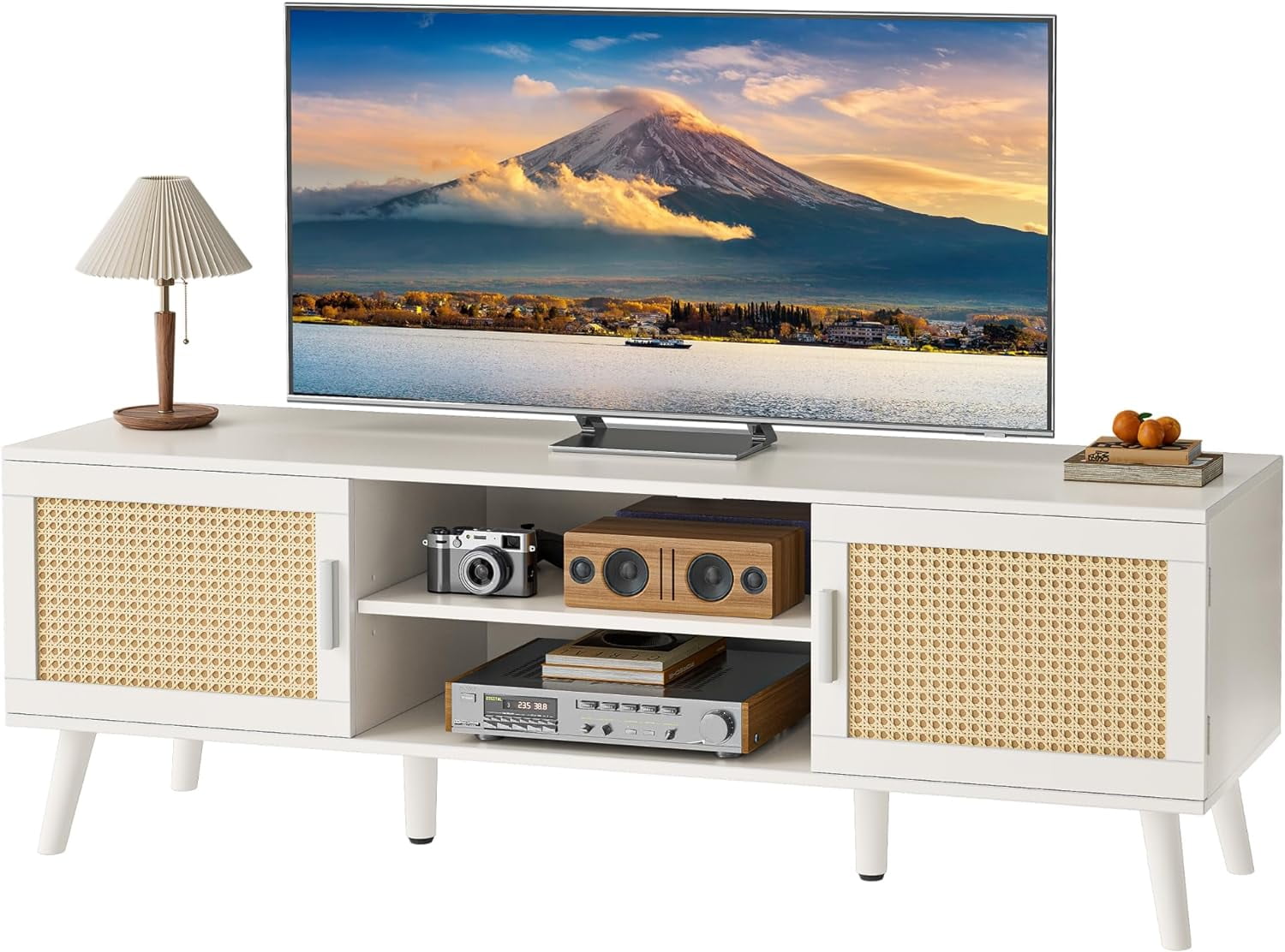 Boho TV Stand for 65 Inch TV, Entertainment Center with Adjustable ...
