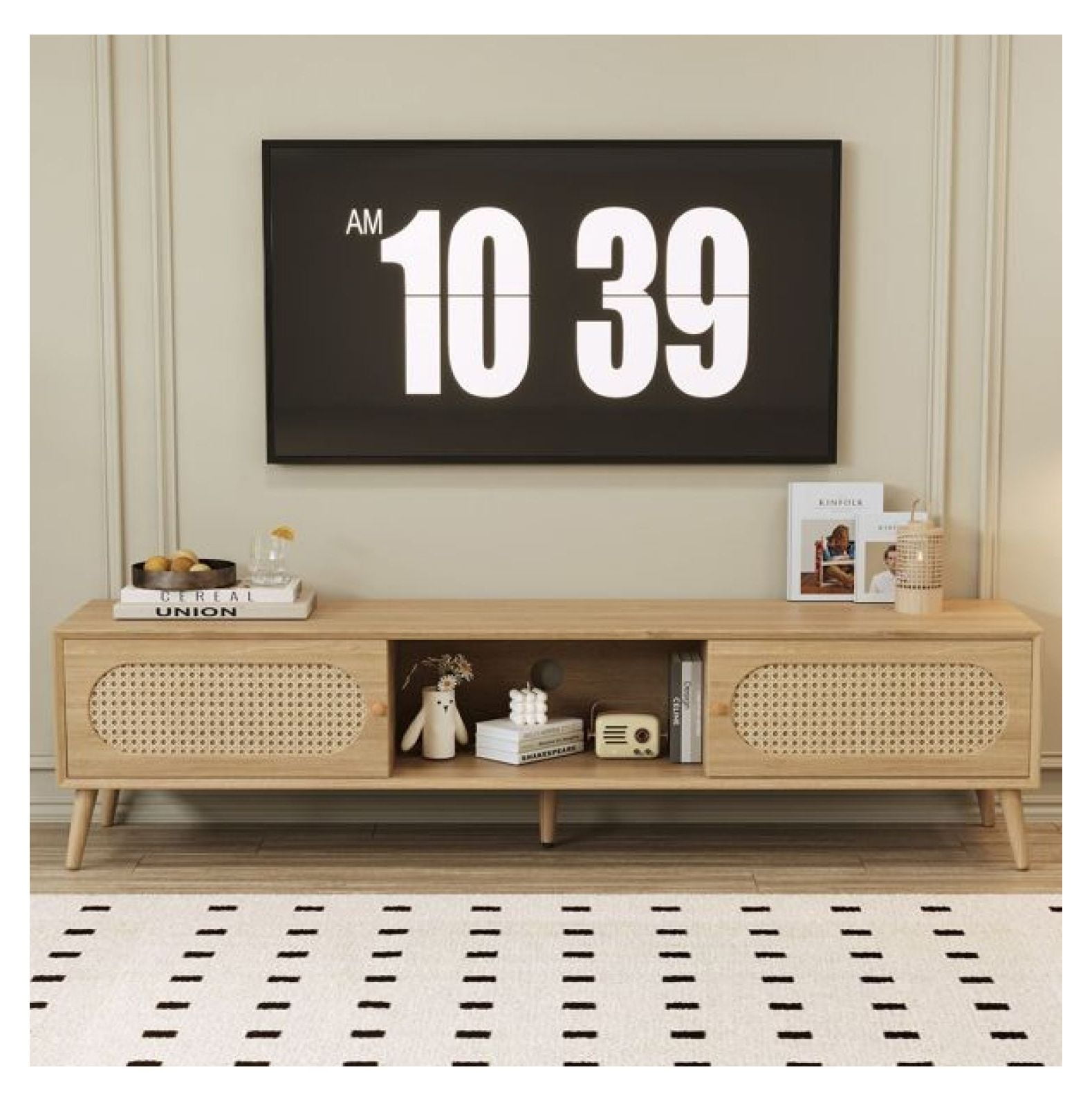 Boho TV Stand for TVs up to 80'' , Modern Farmhouse Media Console ...