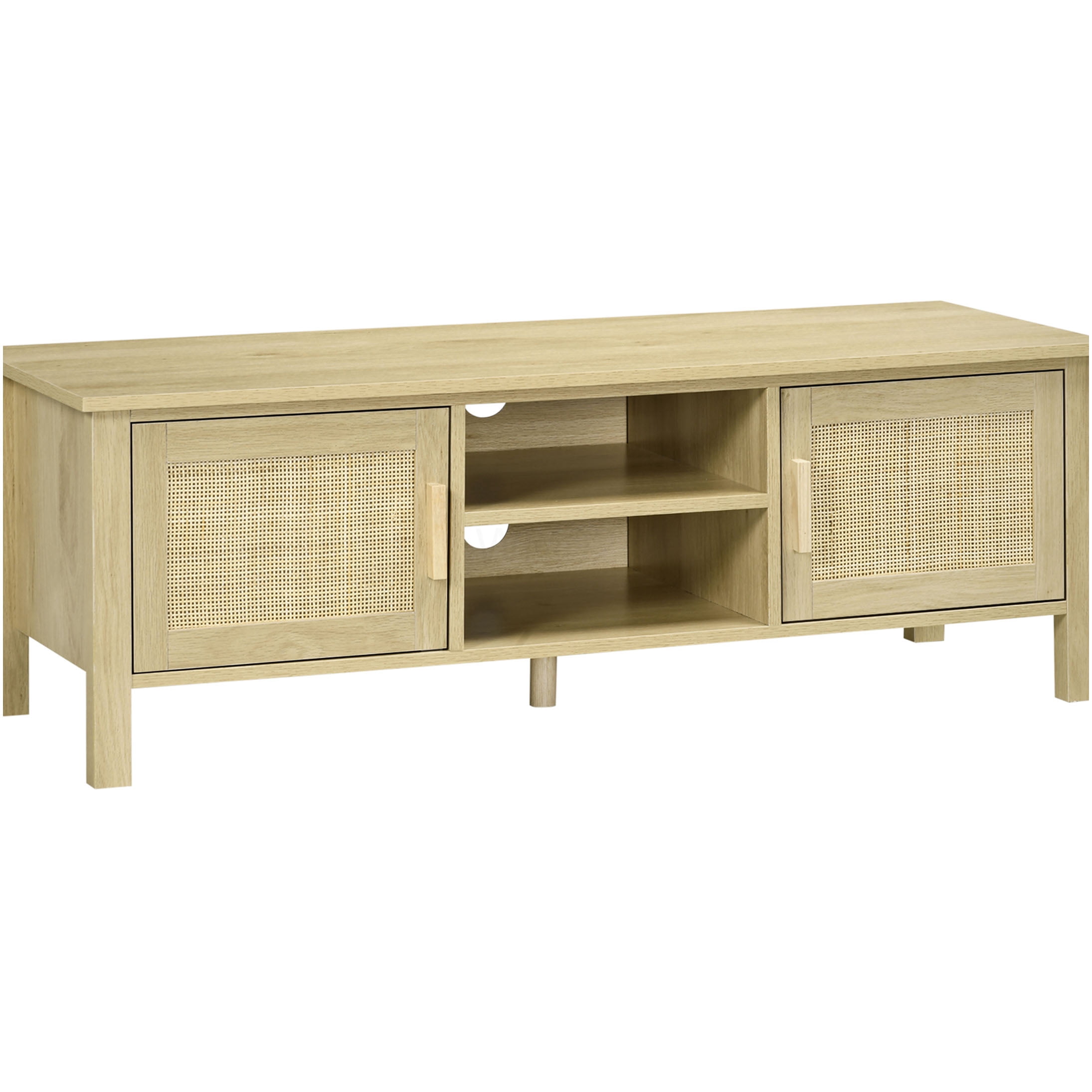 Boho TV Stand for 60 Inch TV, Entertainment Center with Rattan Doors ...