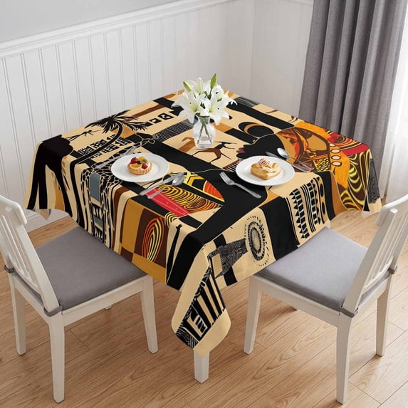 Boho Table Cloth Waterproof Tablecloths, Ethnic Nation Black Women ...