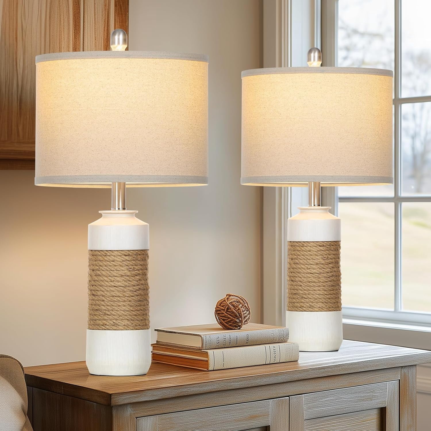 Boho Table Lamps for Bedroom Nightstand 25.5" Farmhouse Bedside lamp ...