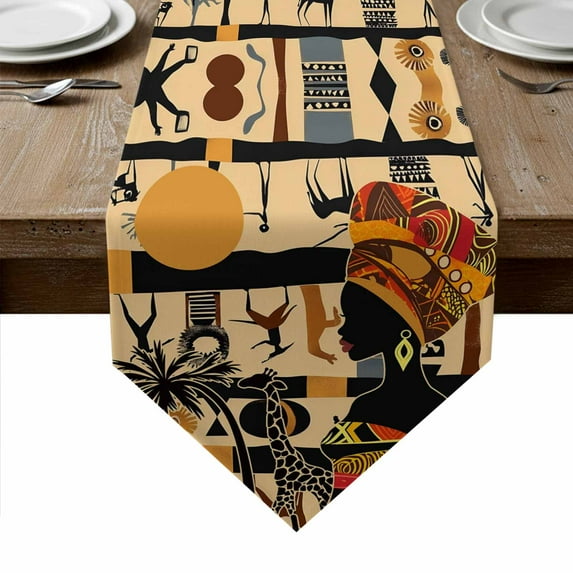 Boho Table Runner Linen Burlap Table Runner 60 Inches Long Ethnic ...