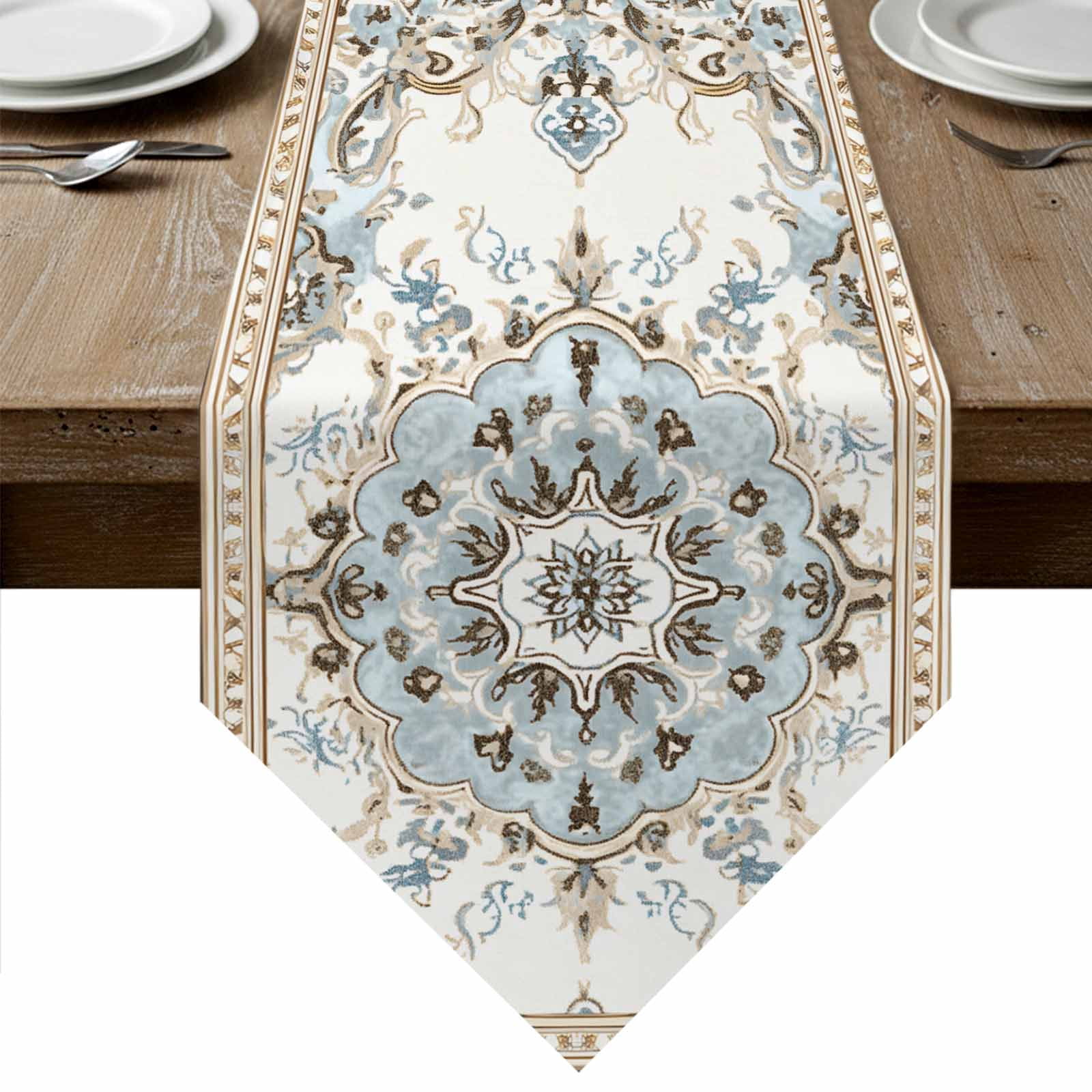 Boho Table Runner Linen Burlap Table Runner 72 Inches Long Ethnic Aztec ...