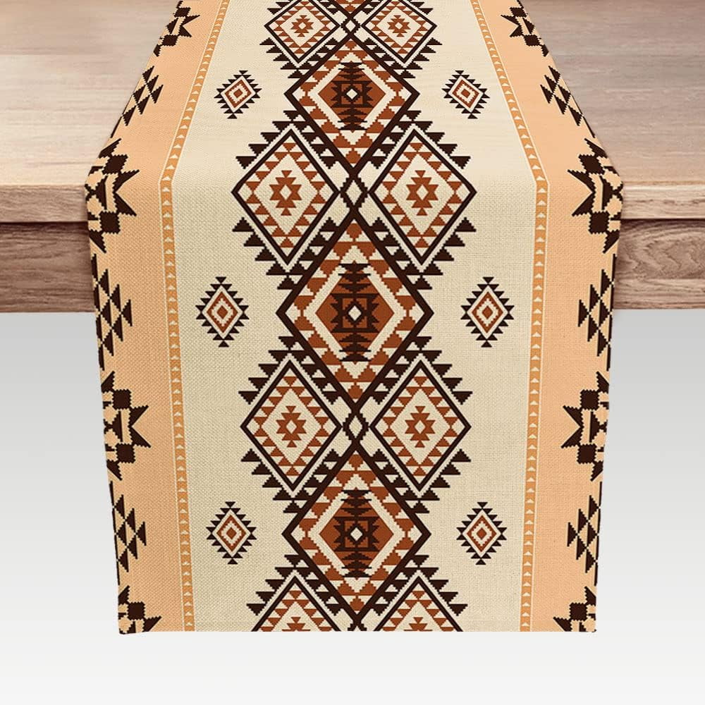 Boho Table Runner, Southwestern Native Tribal American Ethnic Aztec ...