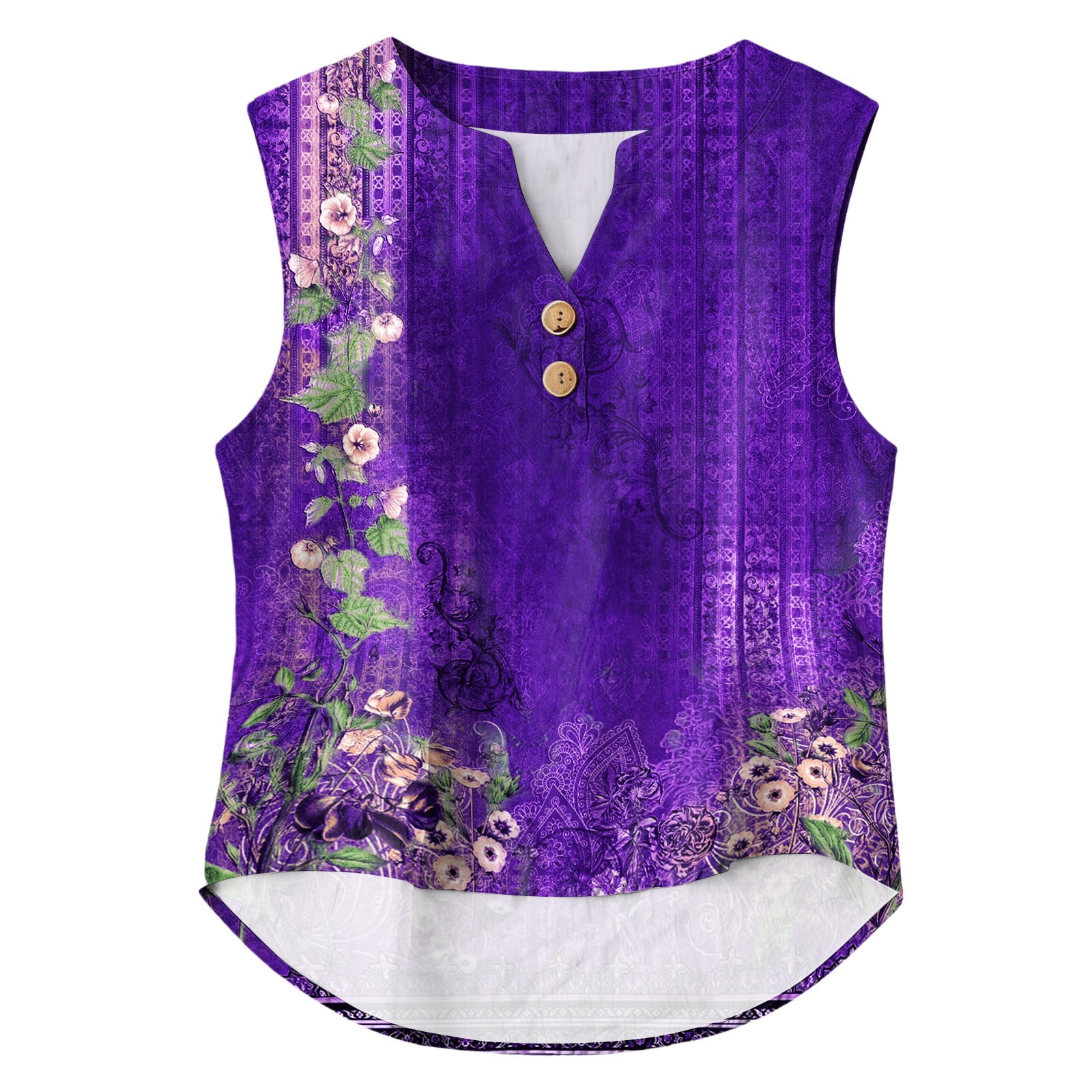 Boho Tank Tops for Women Sleeveless Cotton Linen Button T-Shirts Loose ...