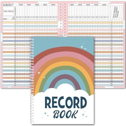 Boho Teacher Record Book Rainbow Teacher Grade Book Spiral Bound Record ...