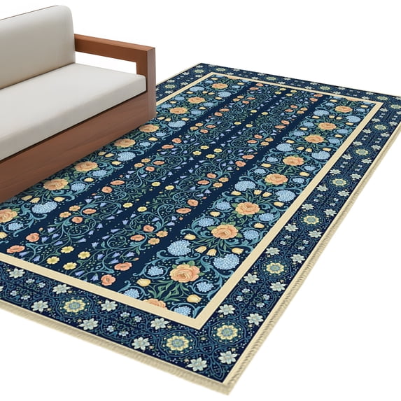 Boho Teal Floral Kitchen Runner Rug 2.7x5 Washable Runners for Hallway ...