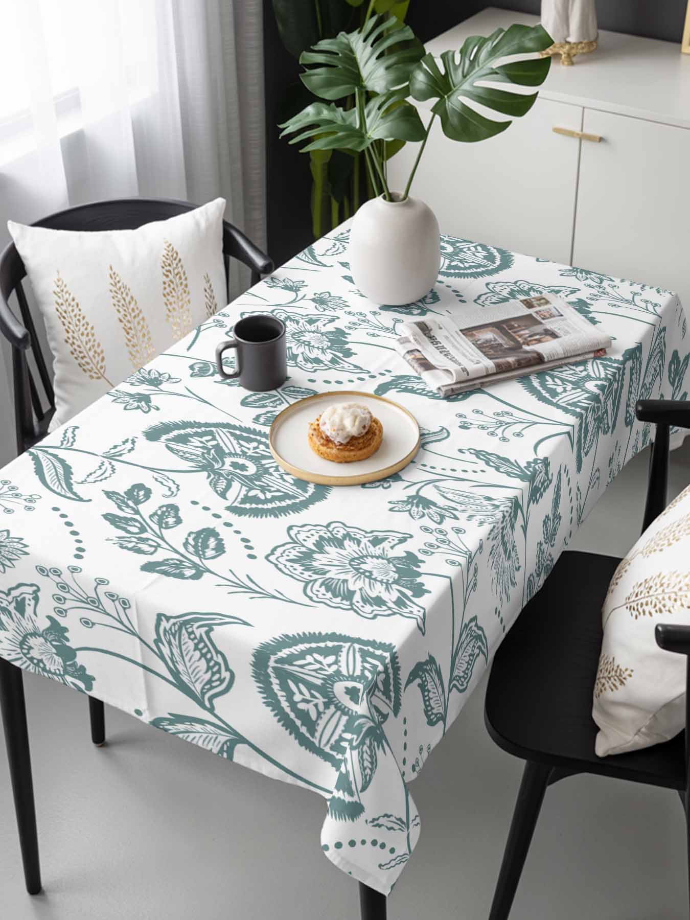Boho Teal Green Floral Tablecloth Rectangle Table Cloths 54x108 ...