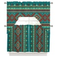 Boho Teal Kitchen Curtains Swag Valance and Tier Curtains Set 24 Inch ...