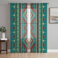 Boho Teal Sheer Curtains 84 Inch Length 2 Panels Set, Modern Abstract ...