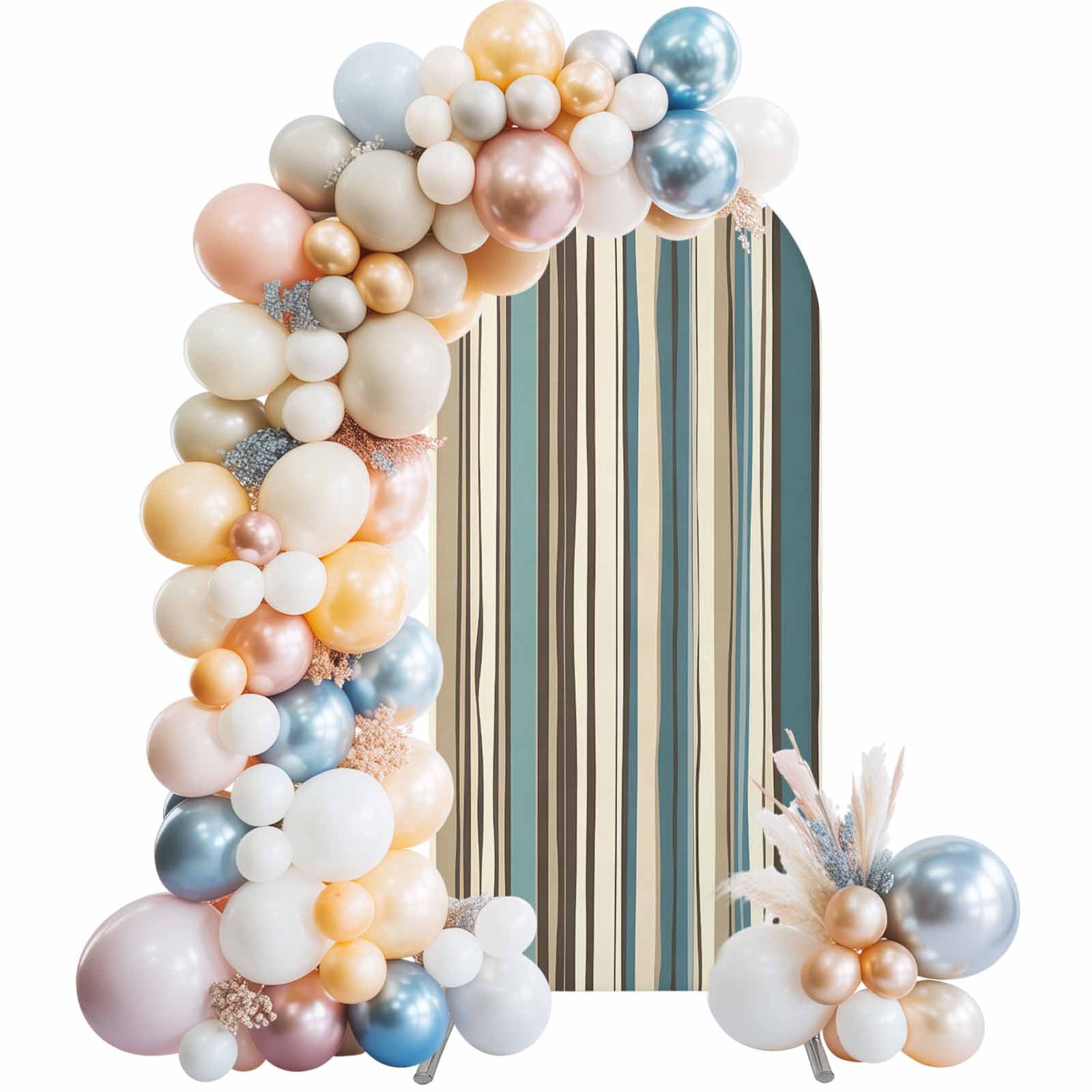 Boho Teal Stripes Arch Backdrop Cover 6x2.6 Ft, Spandex Wedding Arch ...