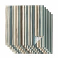 Boho Teal Stripes Cloth Napkins, Bohemian Vertical Striped Geometric ...