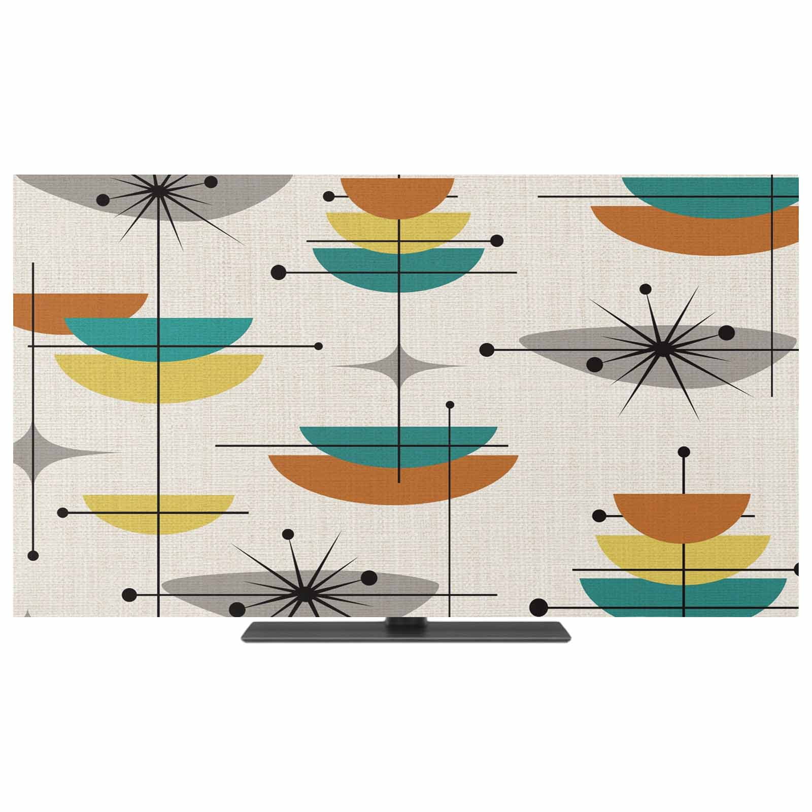 Boho Teal Yellow Orange Grey TV Dust Cover,Stretchable TV Screen ...