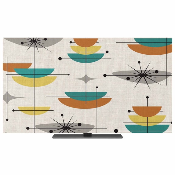 Boho Teal Yellow Orange Grey TV Dust Cover,Stretchable TV Screen ...