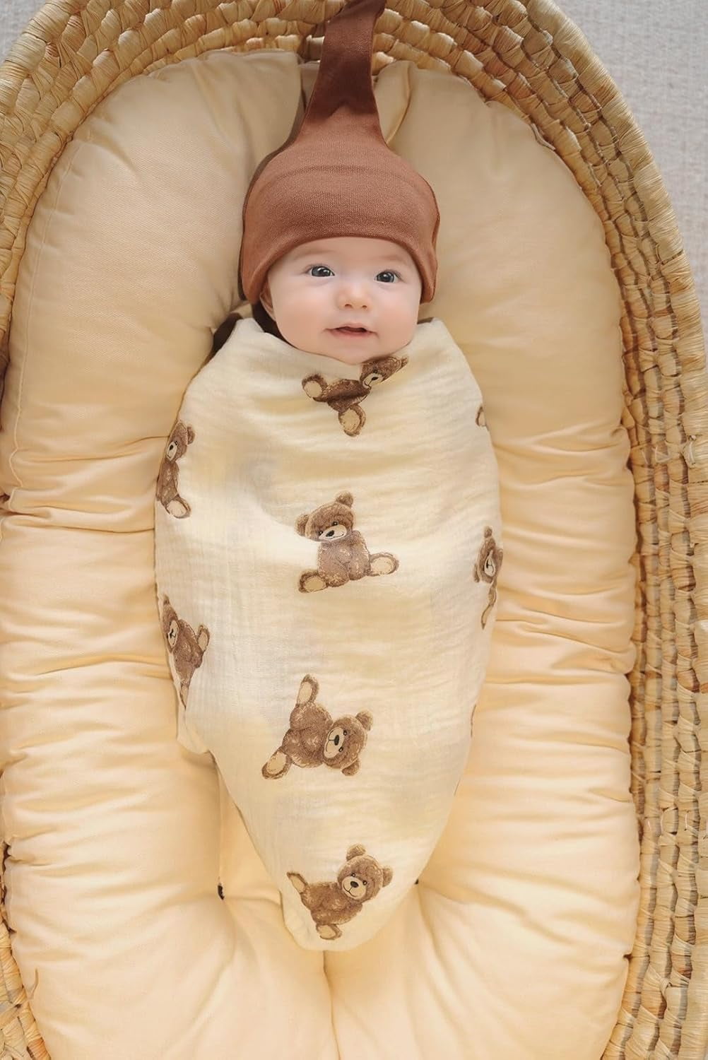 Boho Teddy Bear Blankets 2-Pack - 47x47 Inches Soft Muslin Swaddle for ...