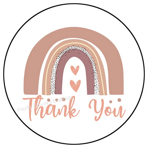 Boho Thank You Rainbow Stickers Party Favors Phone Decal Water Bottle ...