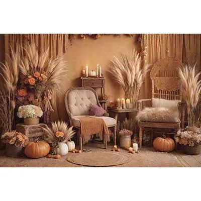 Boho Thanksgiving Photography Background Autumn Bohemia Flower Photoz ...