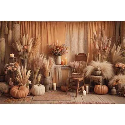 Boho Thanksgiving Photography Background Thatch Arch Pumpkin Photoz ...