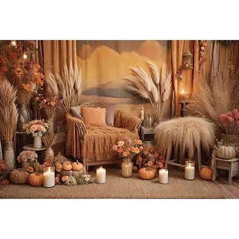 Boho Thanksgiving Photography Background Thatch Arch Pumpkin Photoz ...
