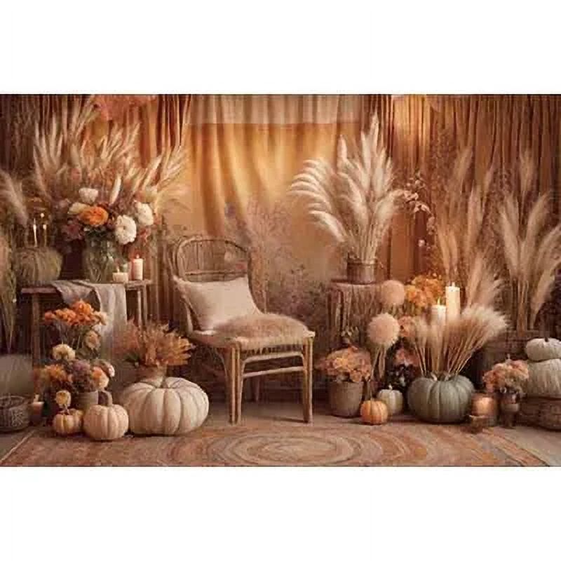 Boho Thanksgiving Photography Background Thatch Arch Pumpkin Photoz ...