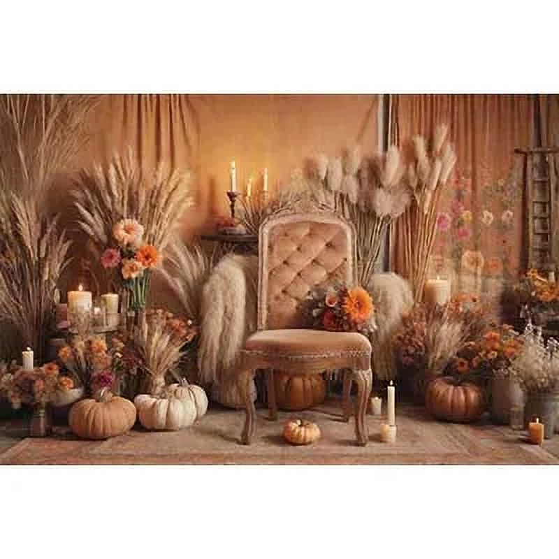 Boho Thanksgiving Photography Background Thatch Arch Pumpkin Photoz ...