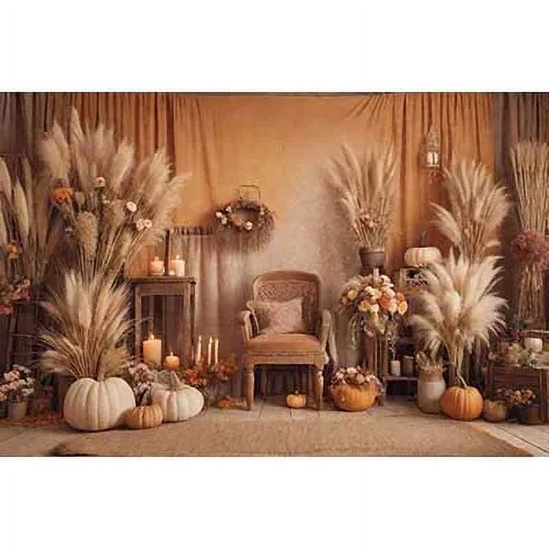 Boho Thanksgiving Photography Background Thatch Arch Pumpkin Photoz ...