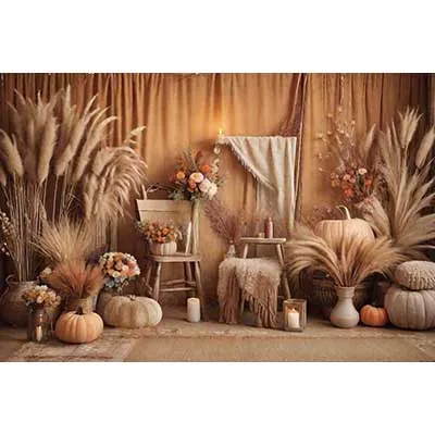 Boho Thanksgiving Photography Background Thatch Arch Pumpkin Photoz ...