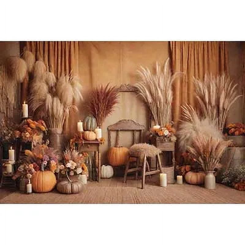 Boho Thanksgiving Photography Background Thatch Arch Pumpkin Photoz ...