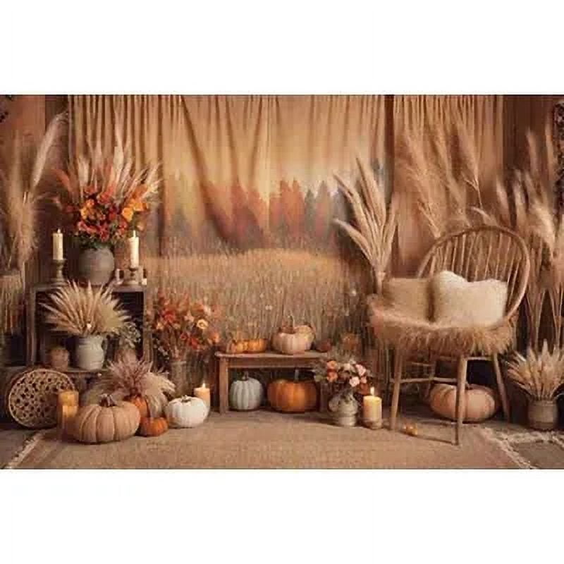 Boho Thanksgiving Photography Background Thatch Arch Pumpkin Photoz ...