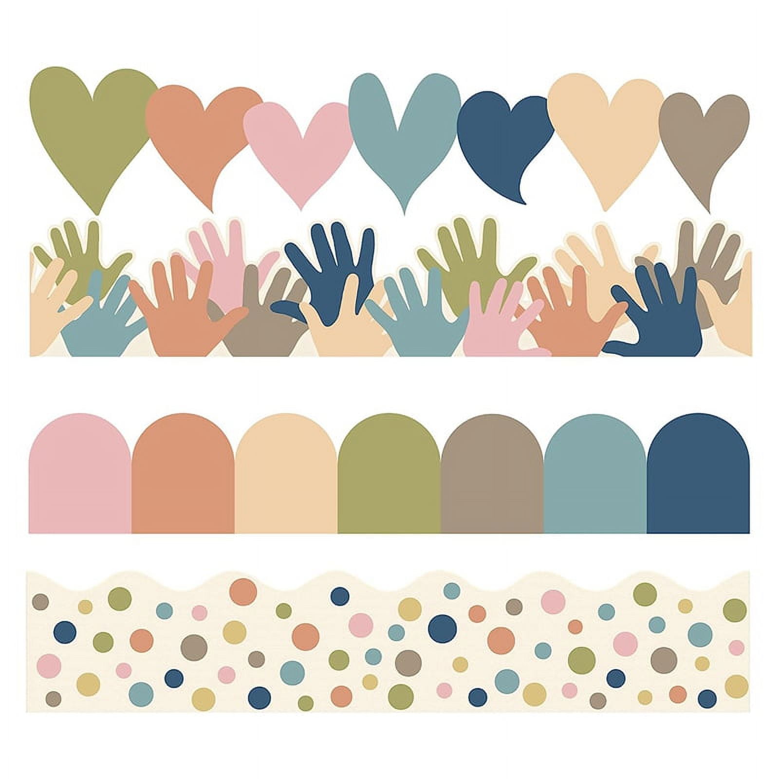 Boho Theme Bulletin Board Borders, Scalloped, Hands, Polka Dots ...