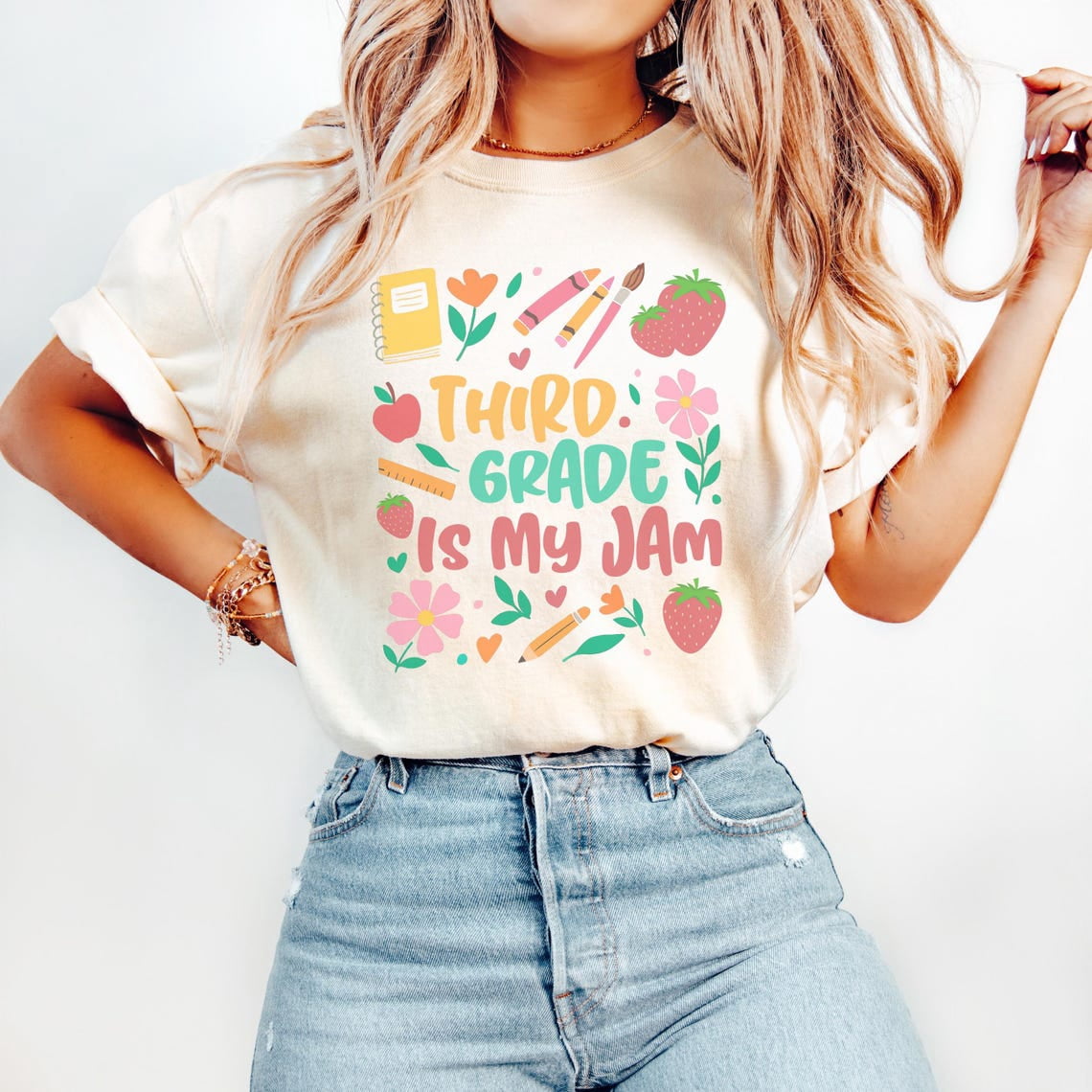 Boho Third Grade Teacher Shirt, 3Rd Grade Is My Jam Teacher, Back To ...