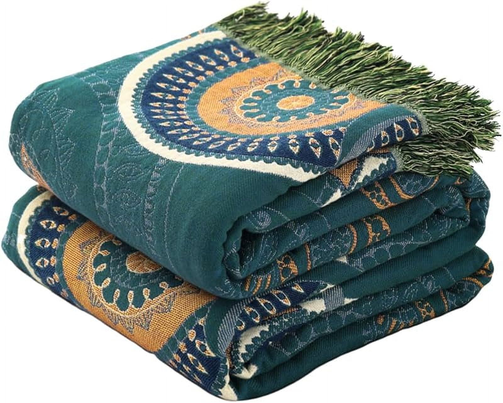 Boho Throw Blanket for Bed - 100% Cotton Ultra Soft Rustic Quilt ...