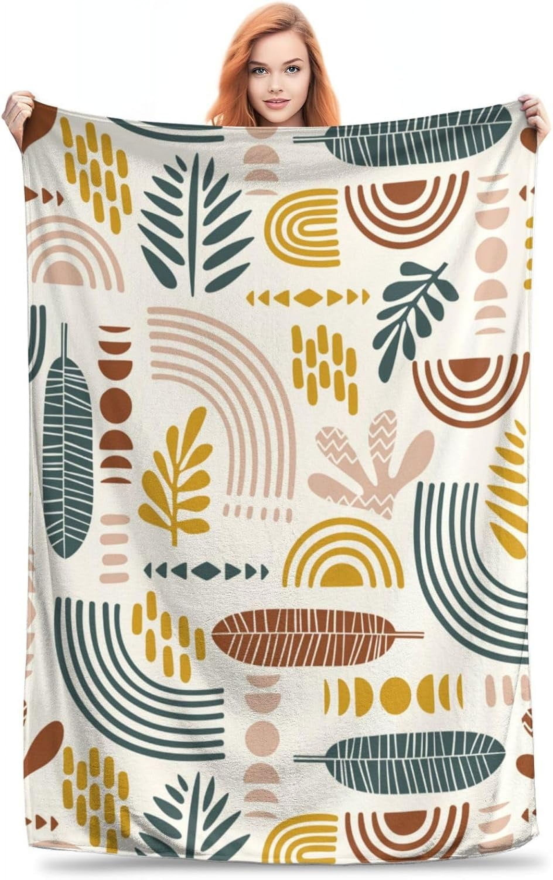 Boho Throw Blanket Hand Drawn Vintage Pattern Soft Cozy Flannel ...