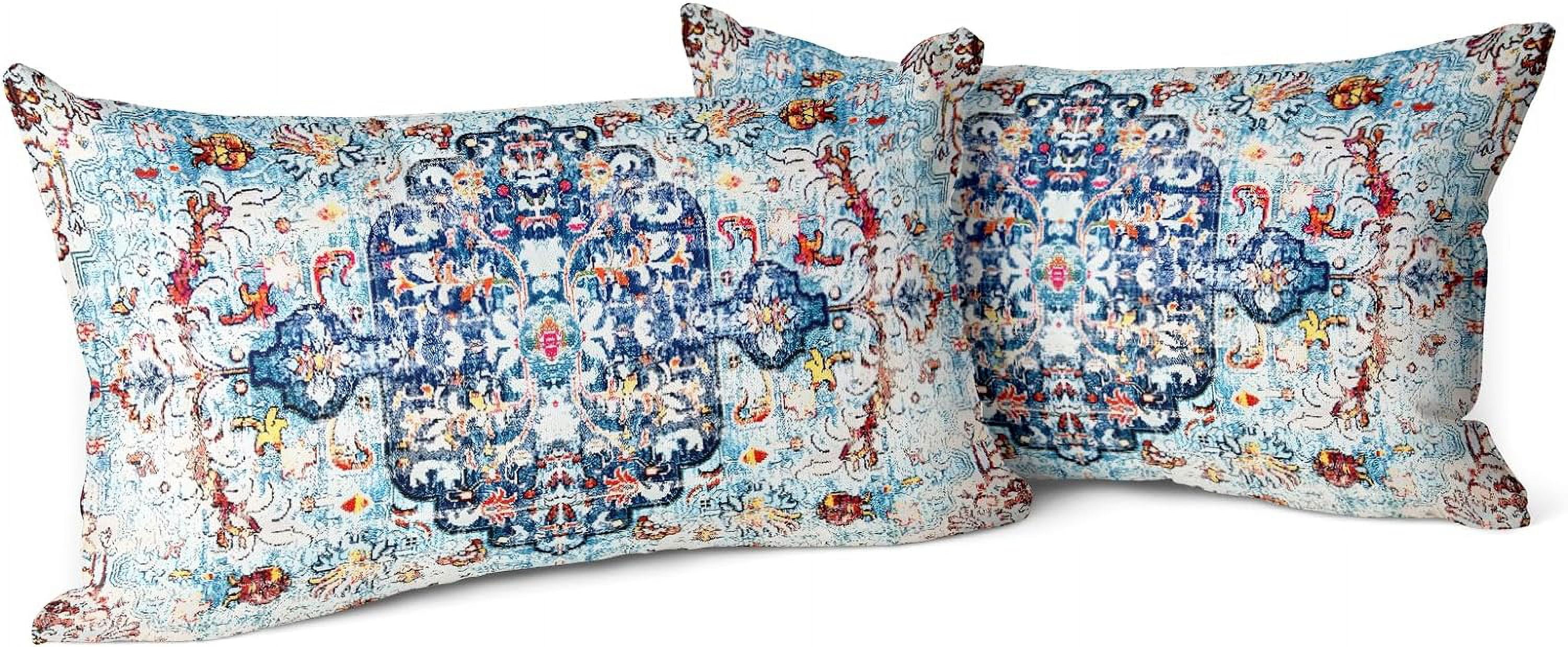 Boho Throw Pillow Covers 12x20 inch Set of 2 Burnt Blue Green ...