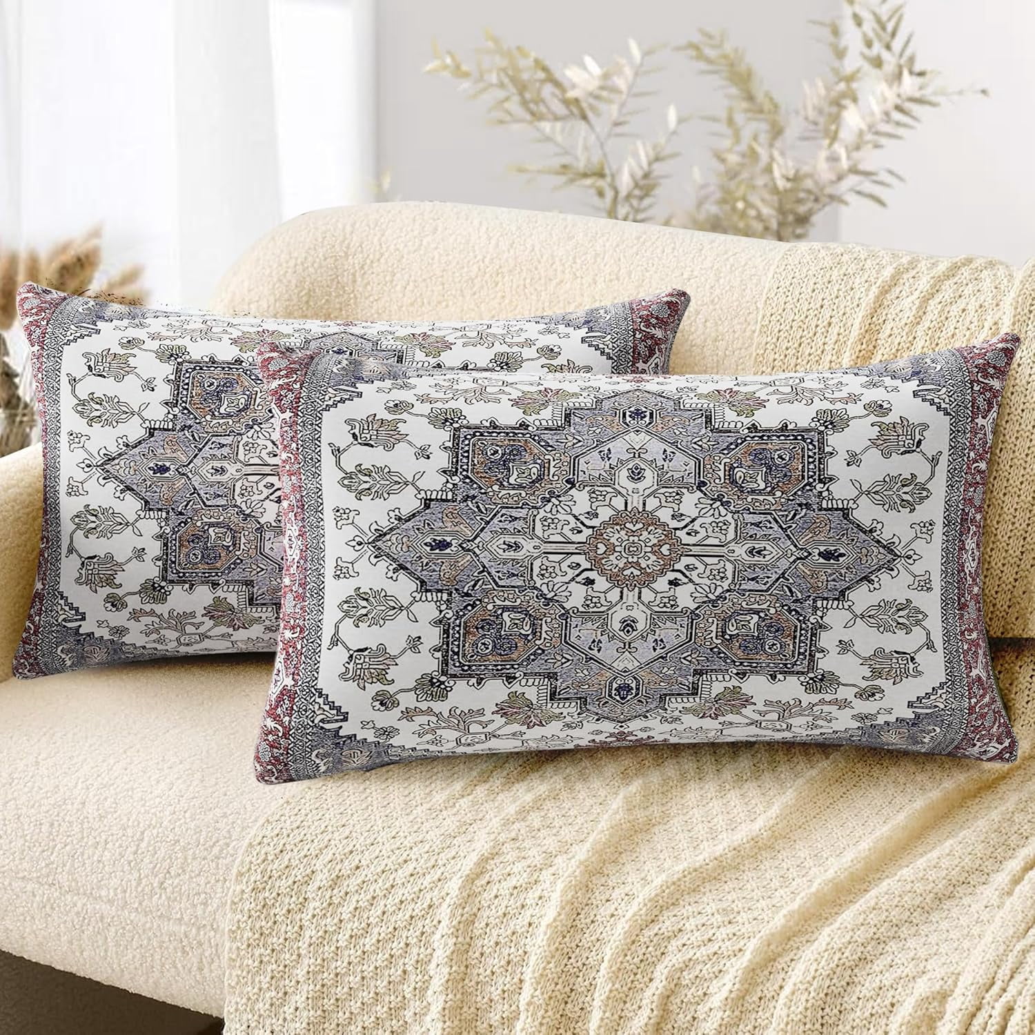 Boho Throw Pillow Covers 12x20 inch Set of 2,Soft Pillowcases Bohemia ...